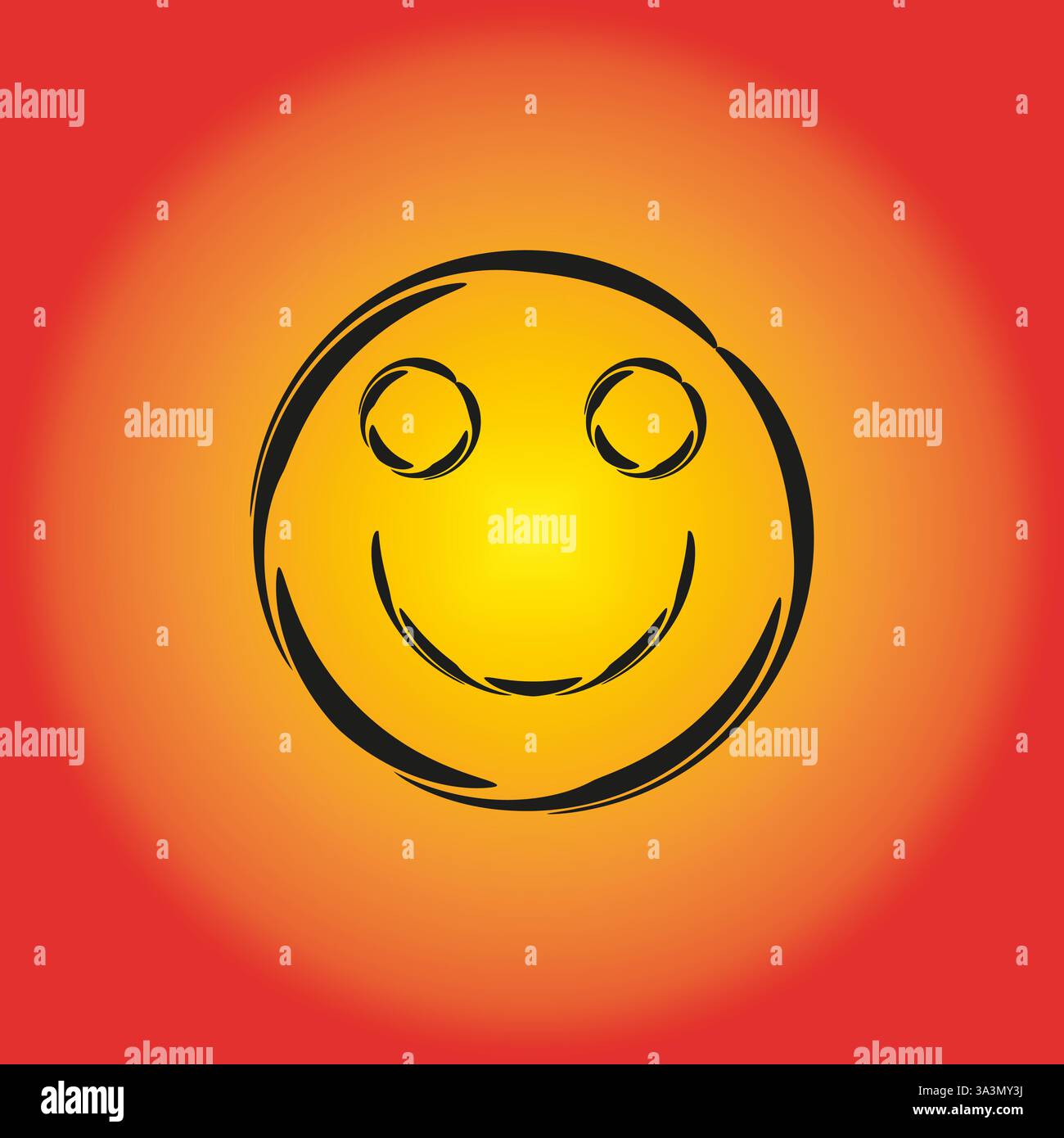 Happy smile face. Yellow gradient emotion. Red background mood. Vector ...