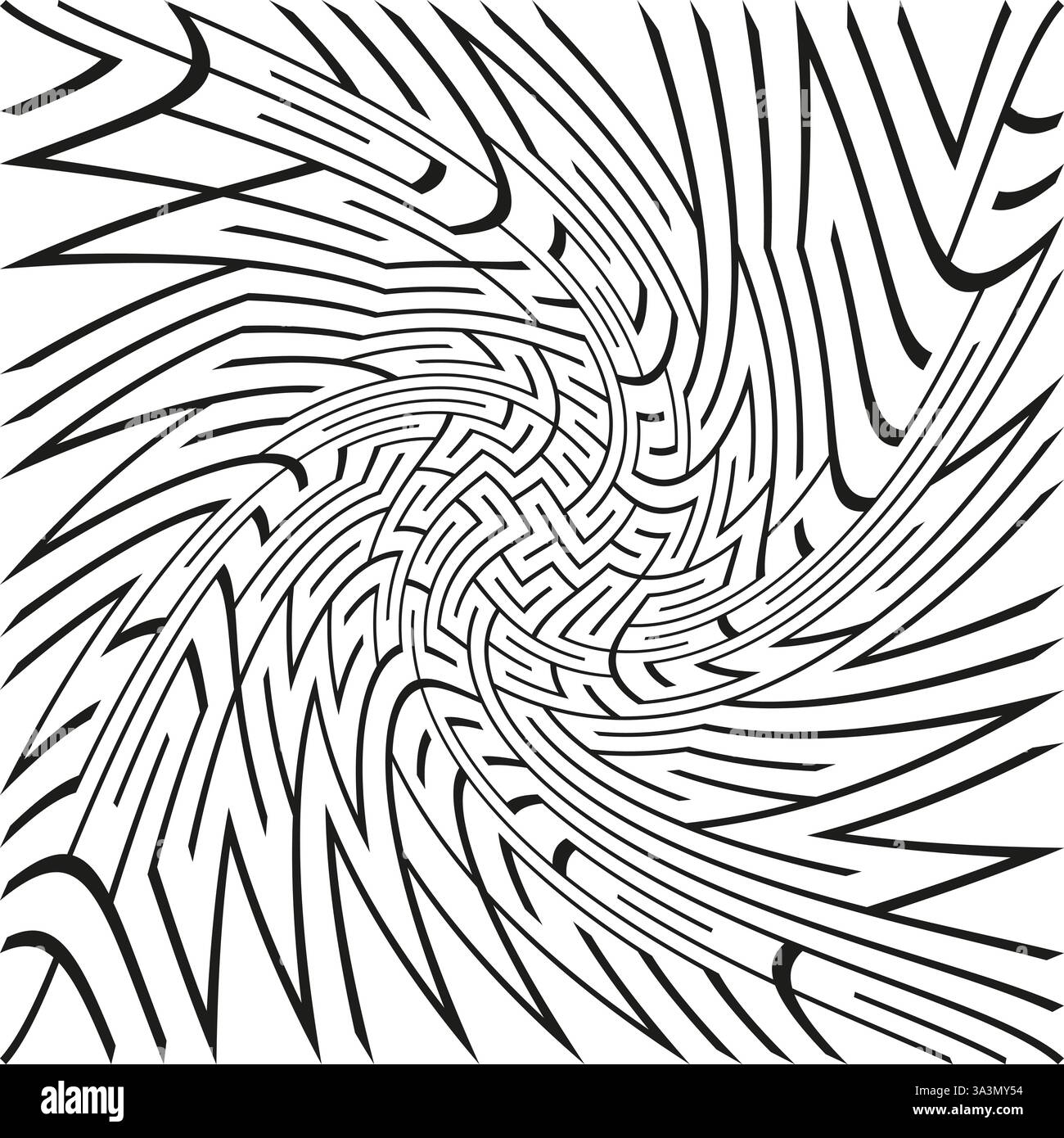 Spiral maze icons. Black vector symbols. Curved line shapes. White ...