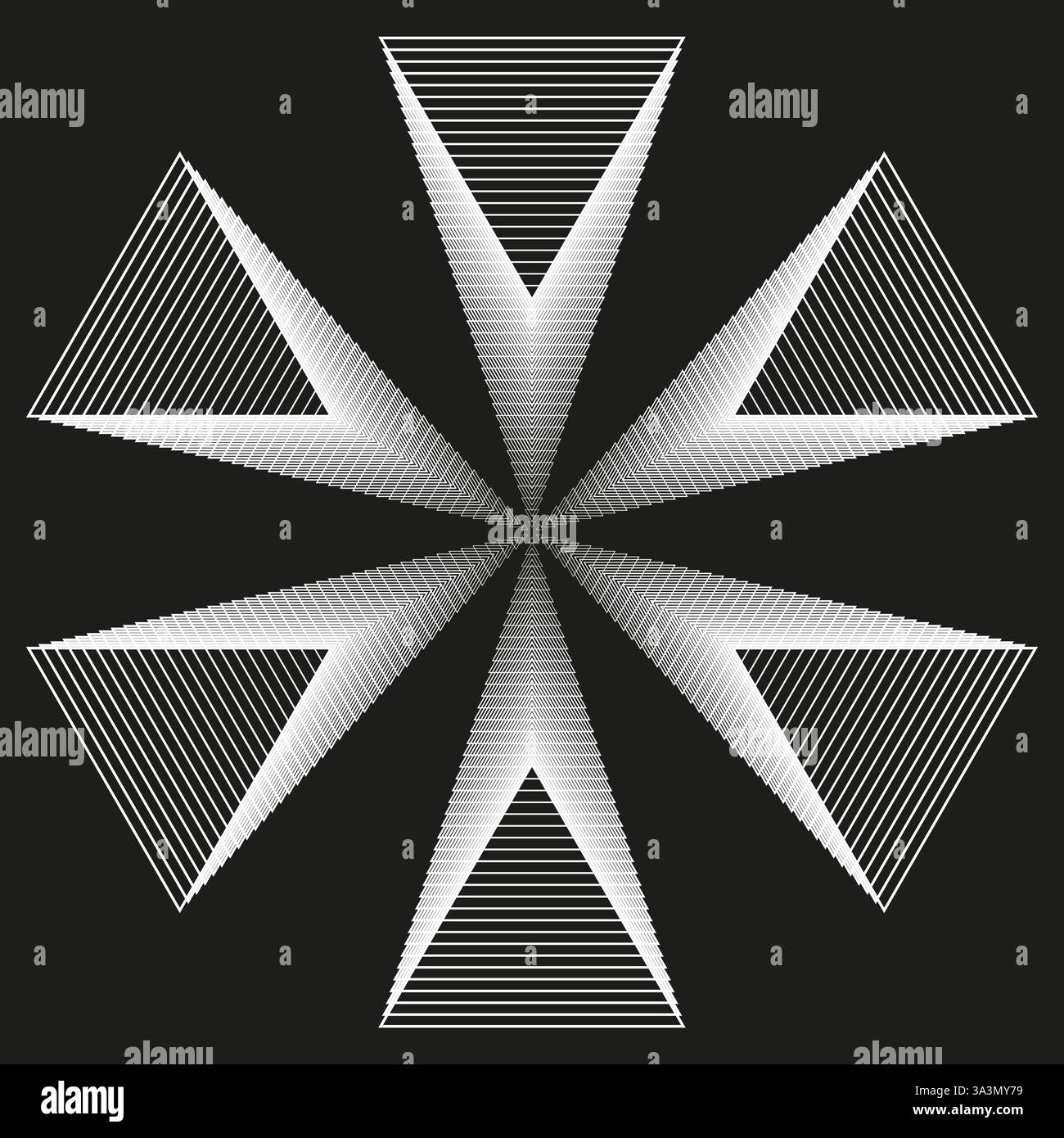 Optical triangle effect. Abstract geometric illusion. Black dark ...