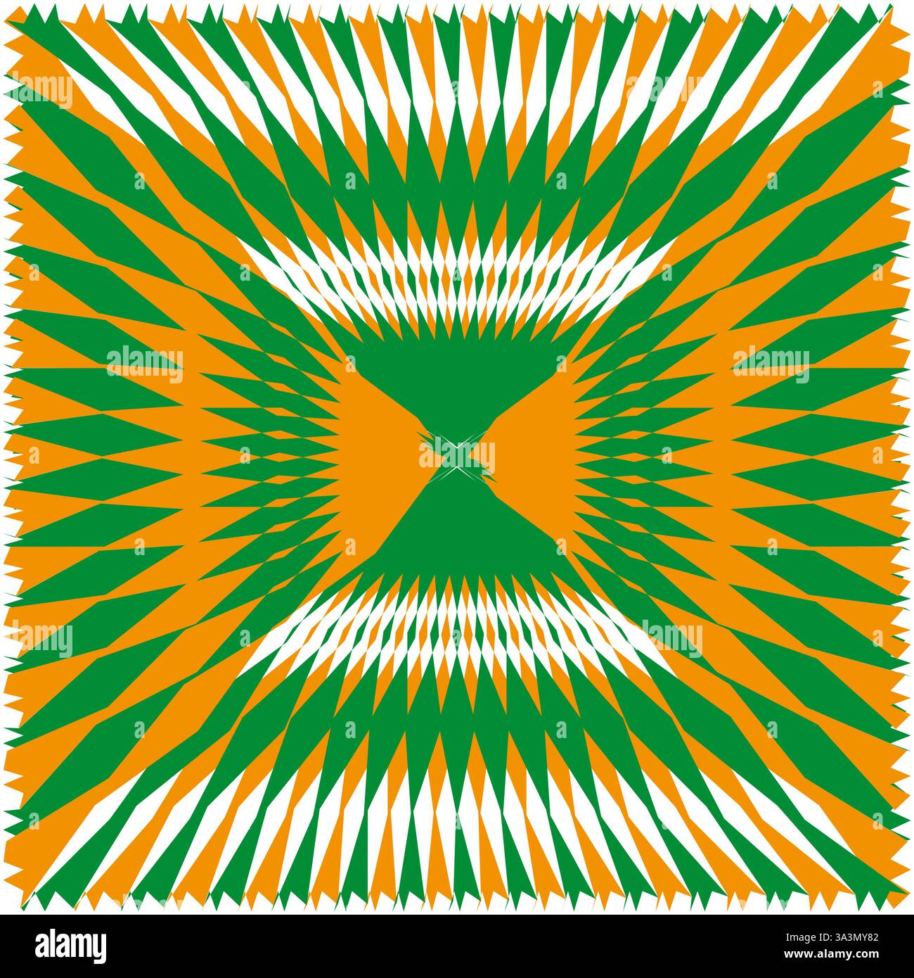 Green orange spikes. Sharp geometric design. Abstract optical illusion ...