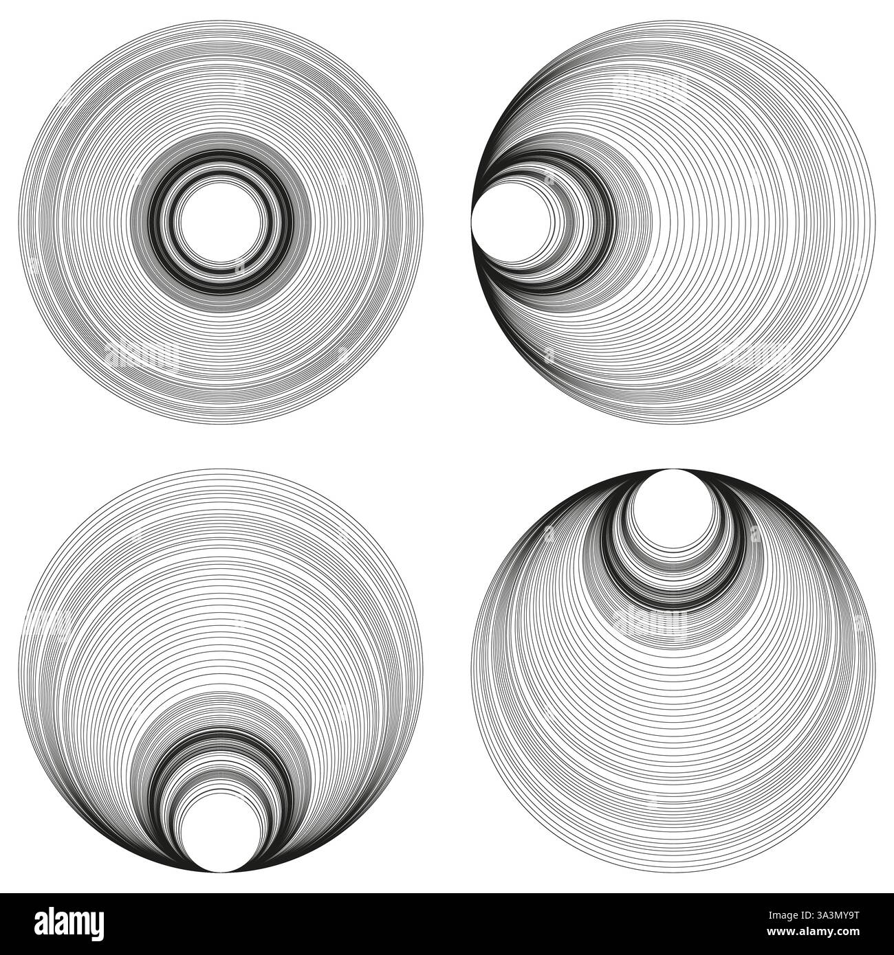 Geometric circle patterns. Concentric abstract design. Optical illusion ...