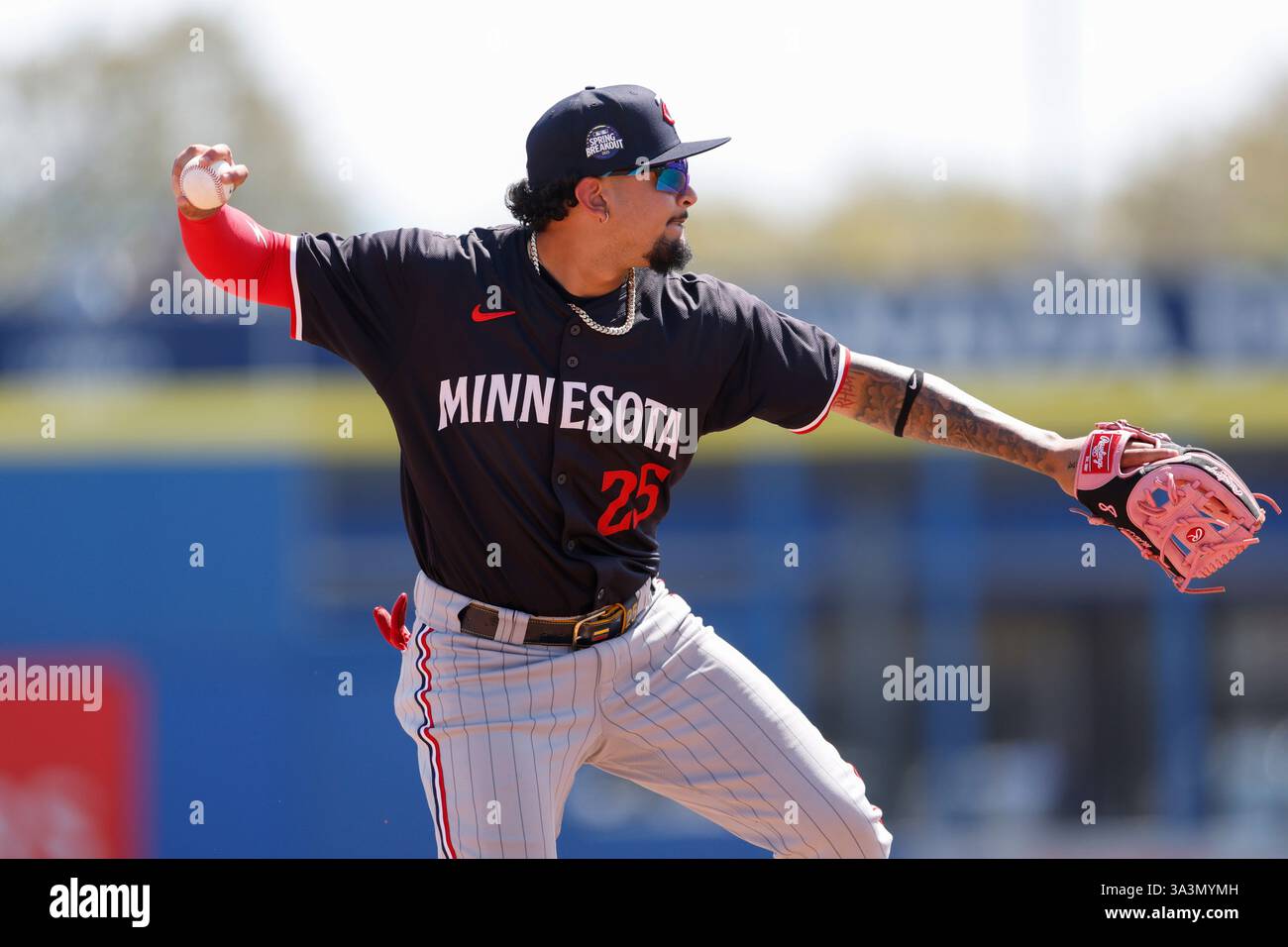Dunedin, FL: Minnesota Twins third baseman Danny De Andrade (25) fields ...