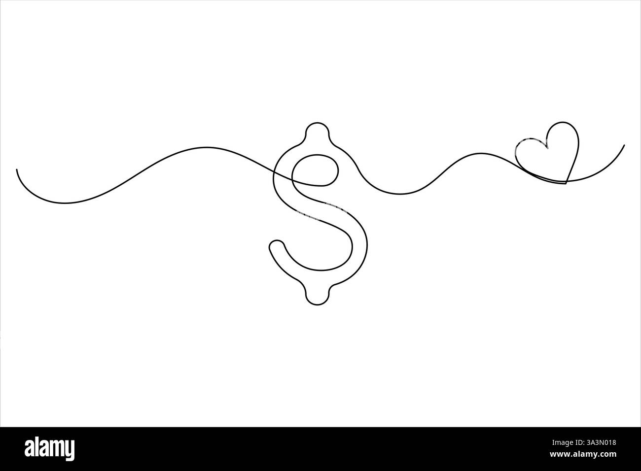 Dollar sign icon one line drawing and isolated continuous outline ...