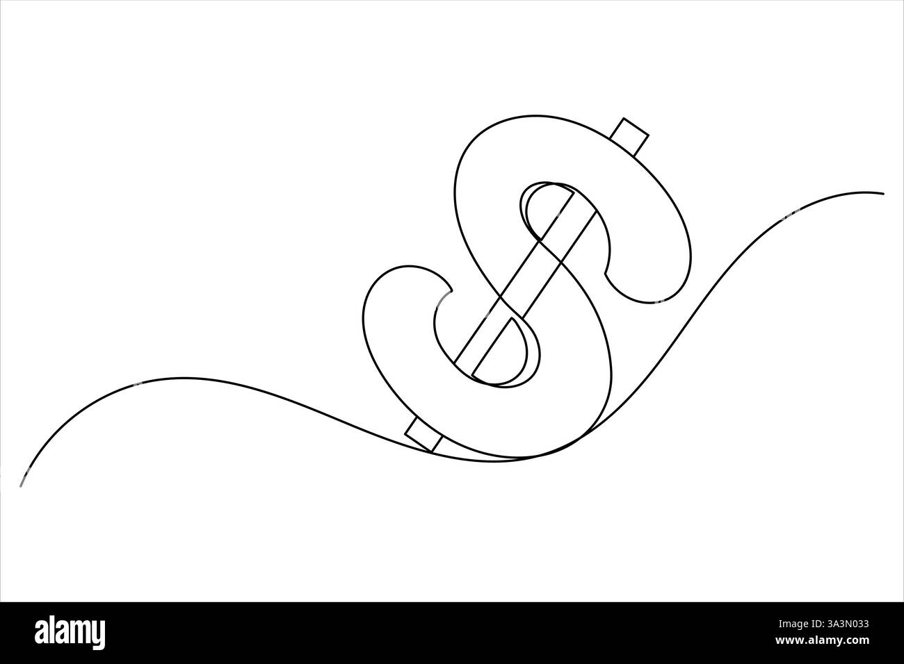 Dollar sign icon one line drawing and isolated continuous outline ...