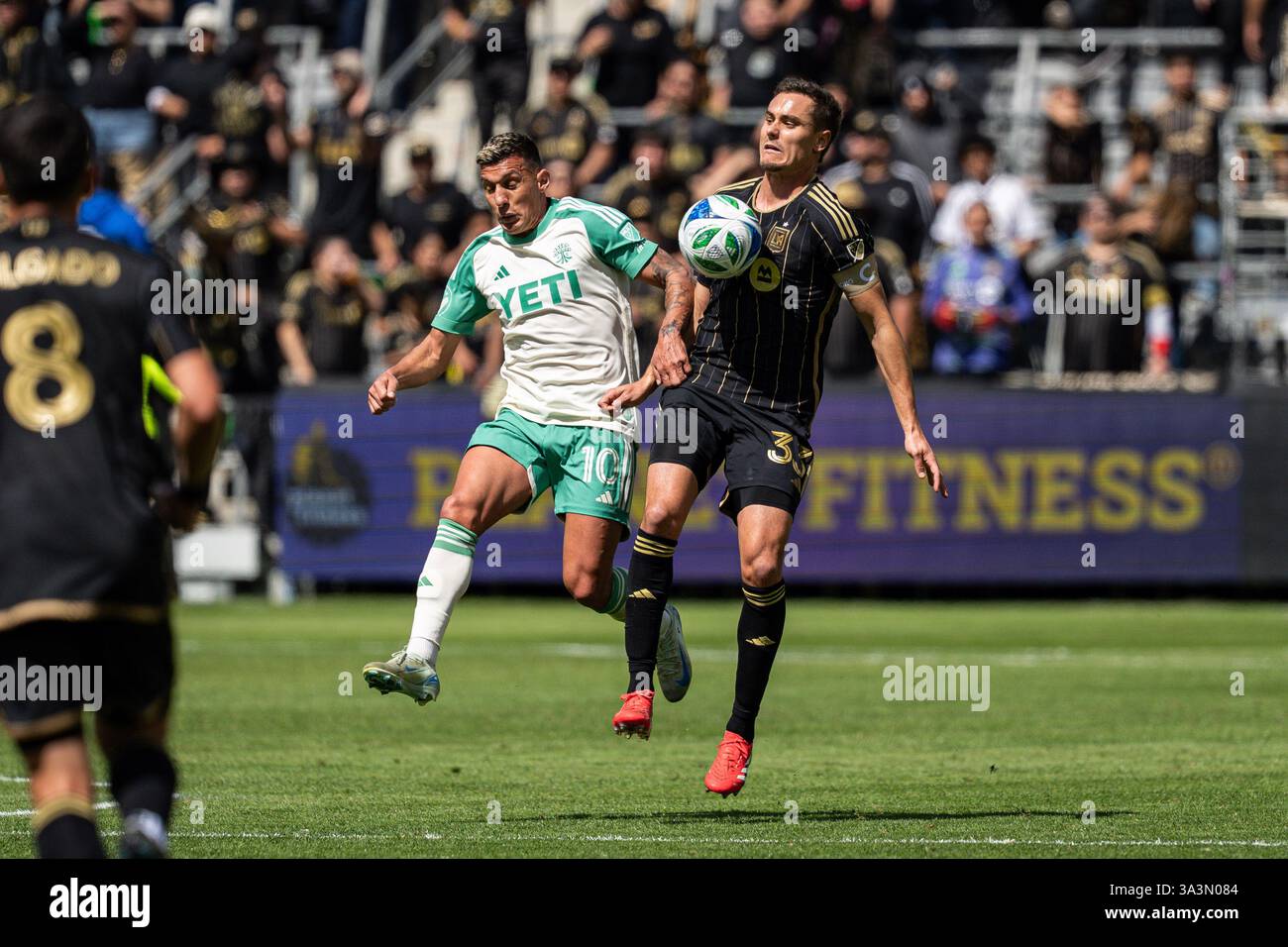 LAFC defender Aaron Long (33) wins possession Austin FC midfielder ...