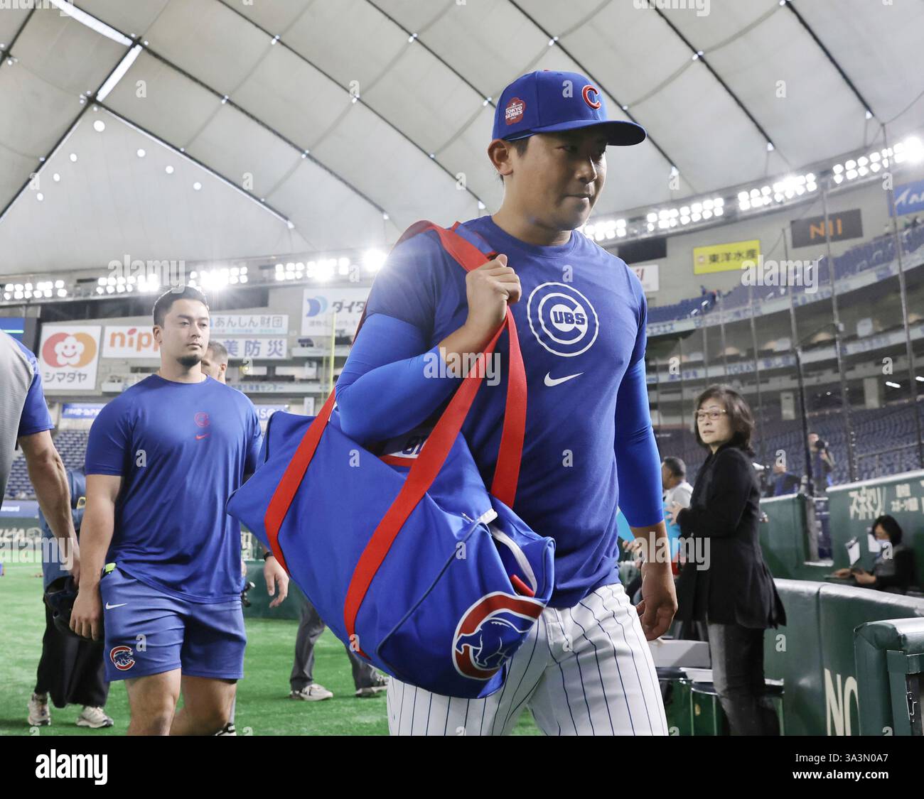 Japanese pitcher Shota Imanaga of Chicago Cubs attends a practice prior ...