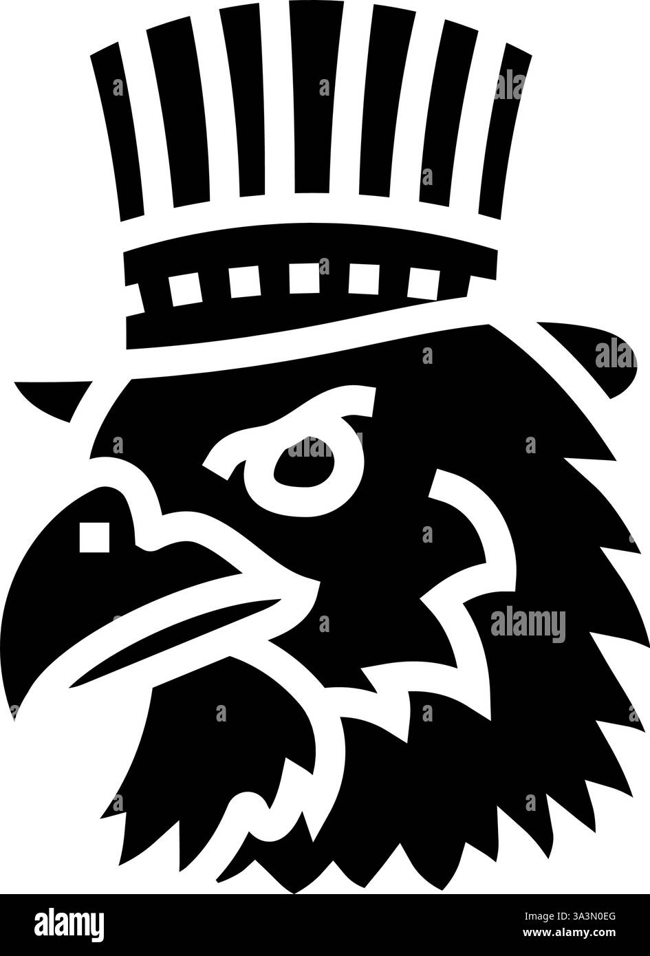 bald eagle uncle sam hat glyph icon vector illustration Stock Vector ...