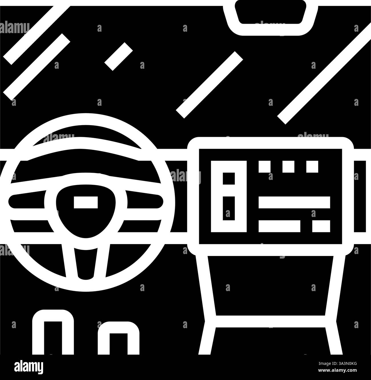 car with screen display auto tainment glyph icon vector illustration ...