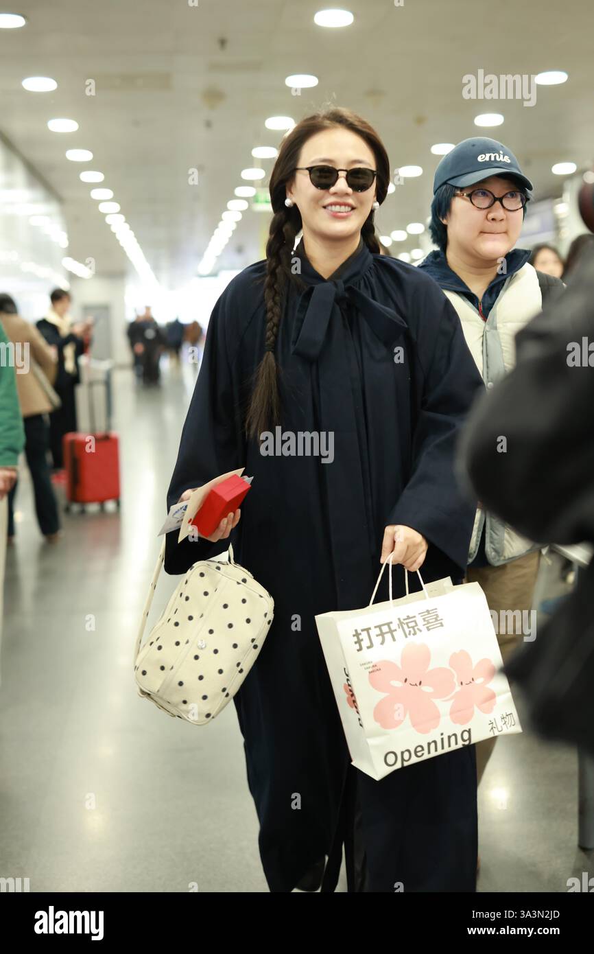 Chinese actress Ma Sichun appears at the airport in Beijing, China, 14 ...