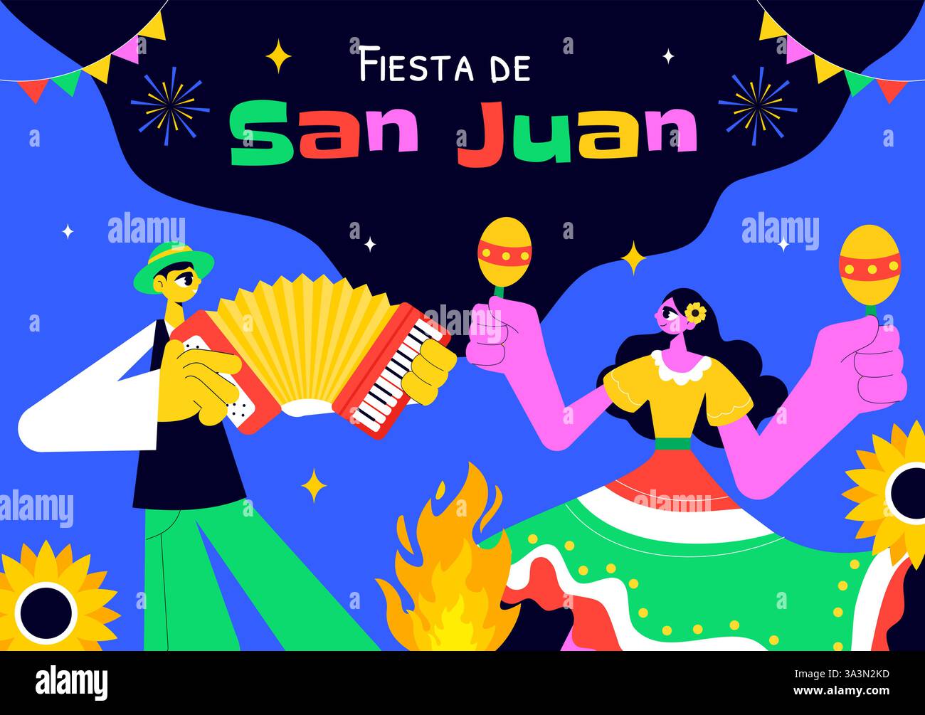 Fiesta de San Juan Vector Illustration Featuring the Celebration of ...