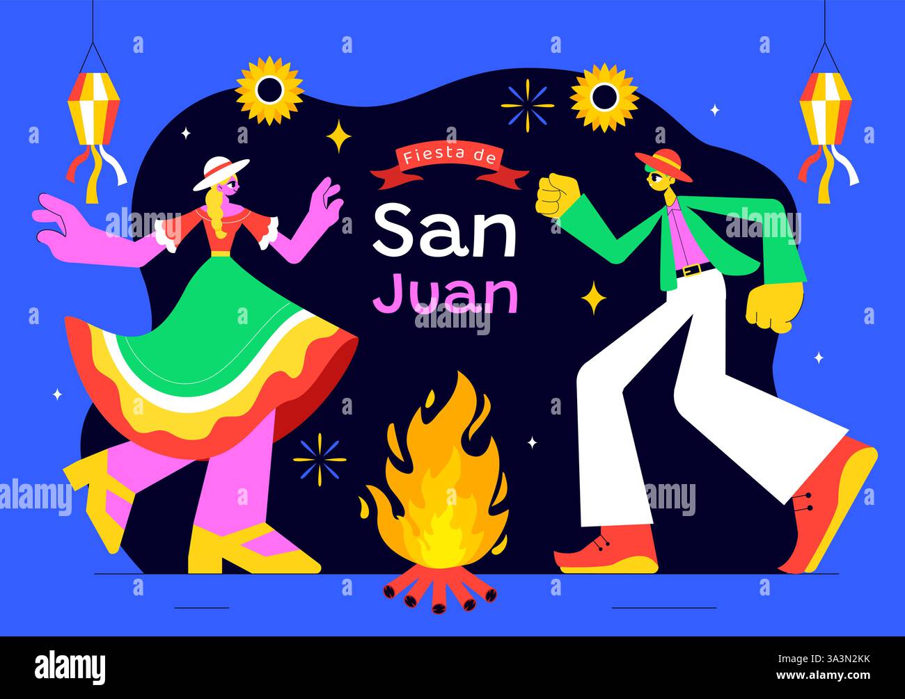 Fiesta de San Juan Vector Illustration Featuring the Celebration of ...