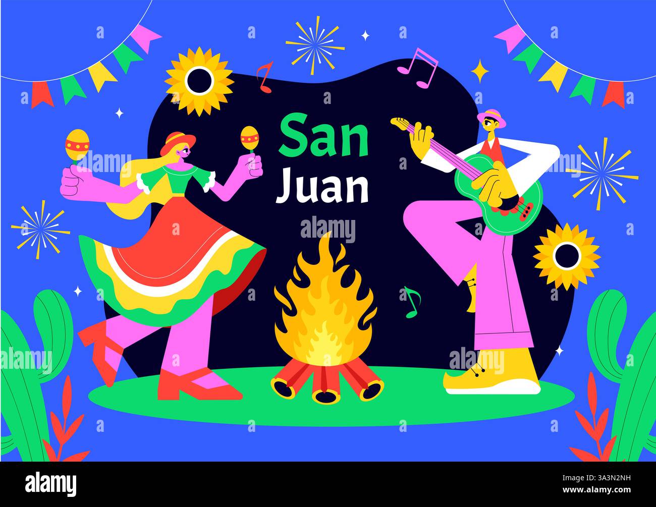 Fiesta de San Juan Vector Illustration Featuring the Celebration of ...