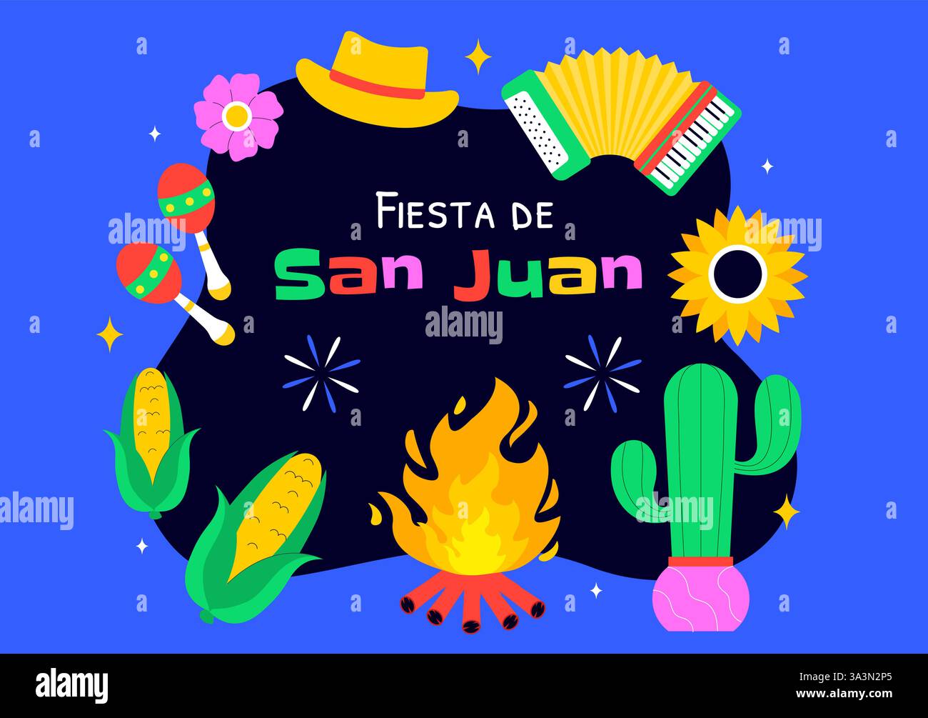 Fiesta de San Juan Vector Illustration Featuring the Celebration of ...