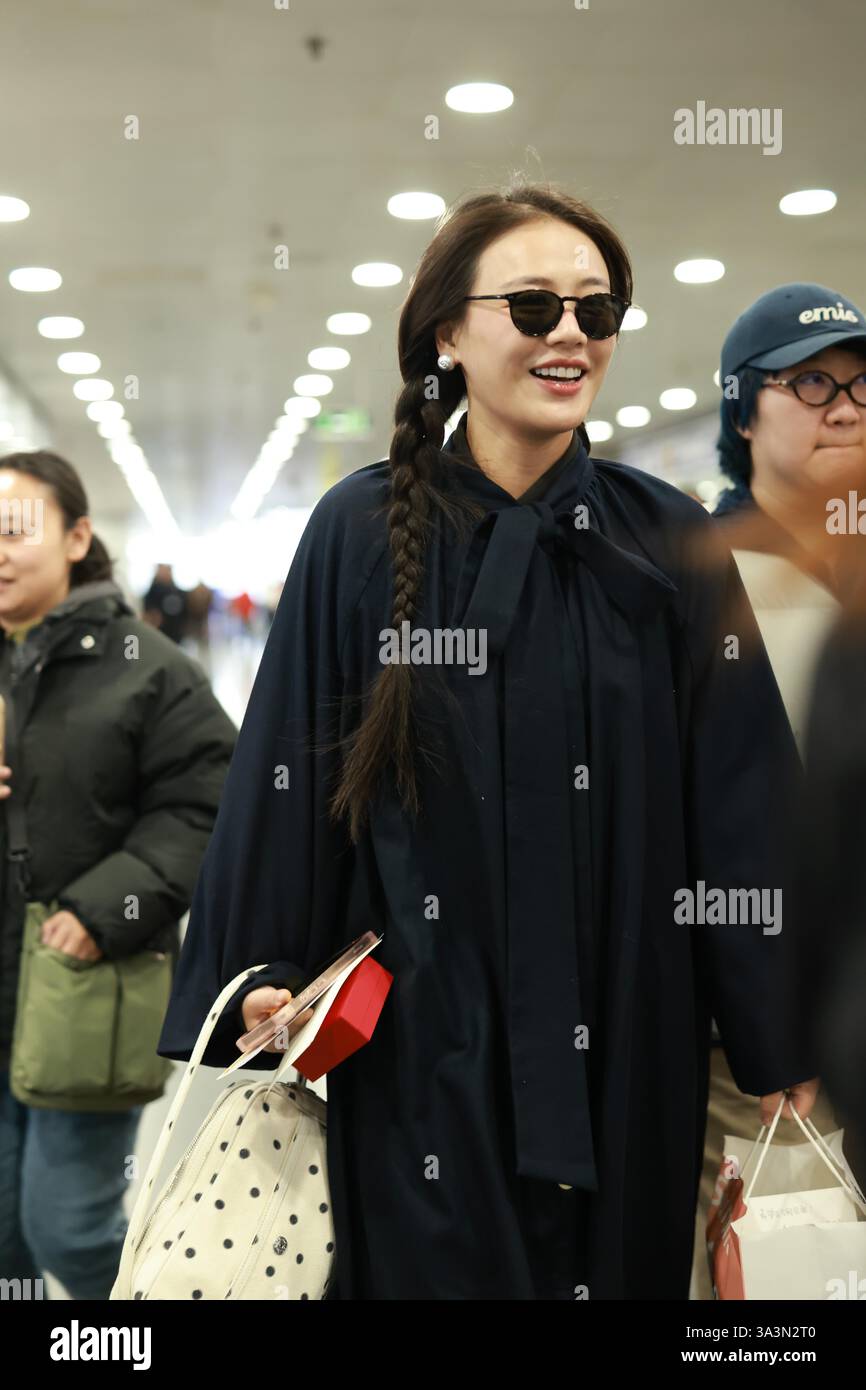 Chinese actress Ma Sichun appears at the airport in Beijing, China, 14 ...