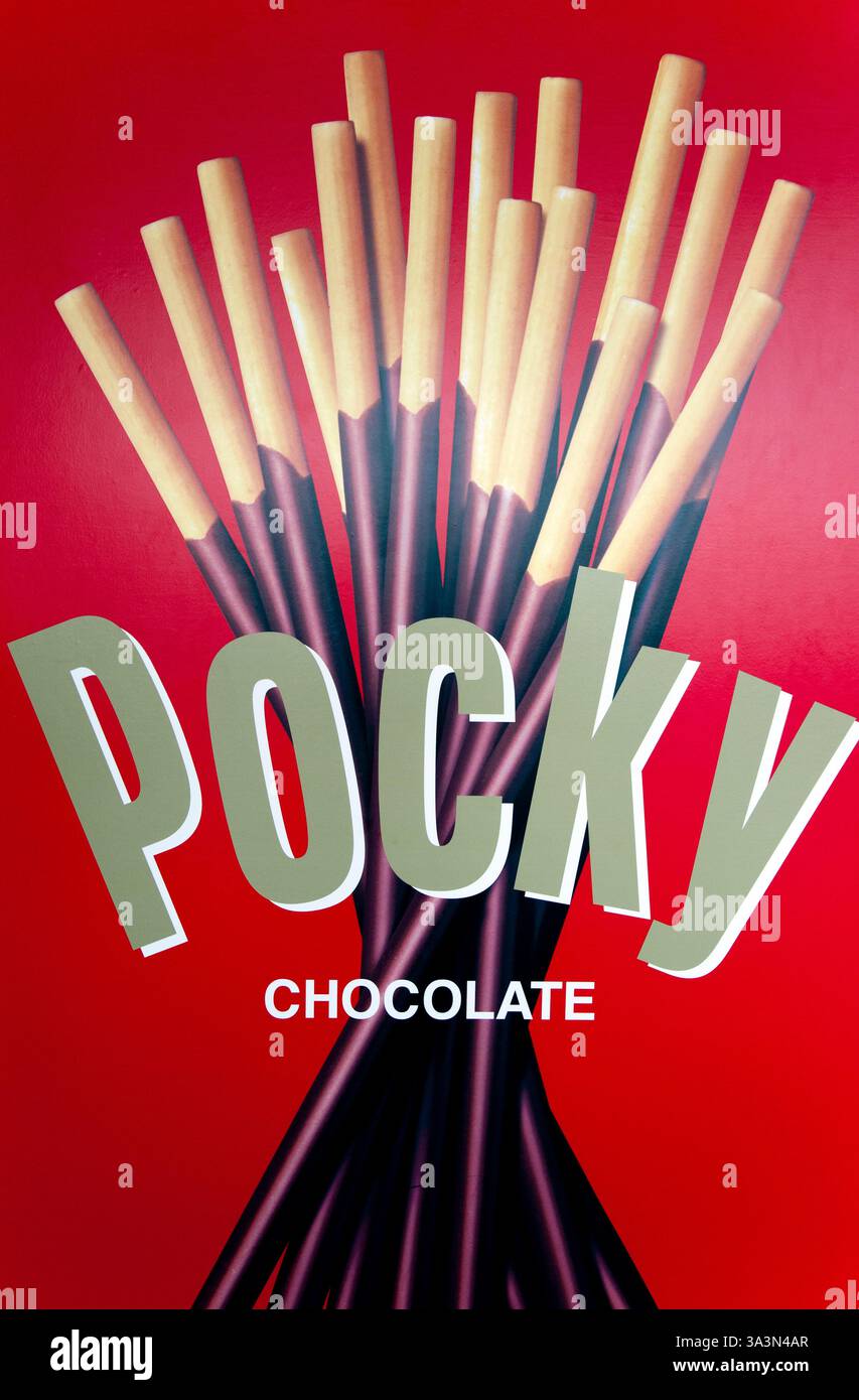 Pocky is a Japanese chocolate covered biscuit with creamy chocolate in stick form from the Ezaki ...