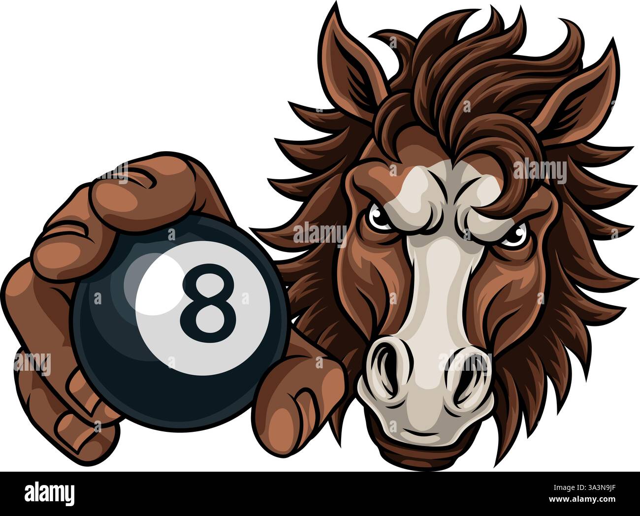 Horse Mustang Stallion Pool Billiards Sport Mascot Stock Vector Image ...