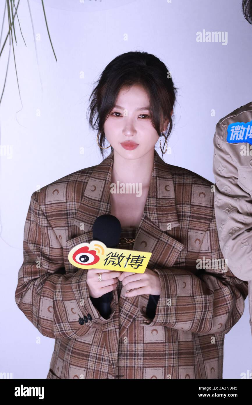 Chinese actress and singer Yu Shuxin attends an activity in Beijing ...