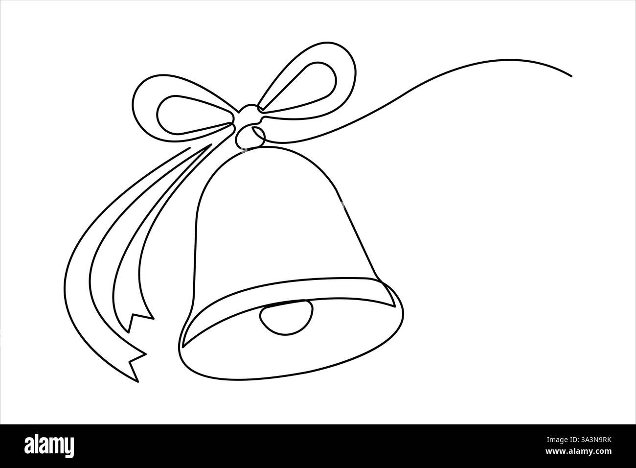 Bell continuous one line art drawing of vector. outline of Bell linear ...