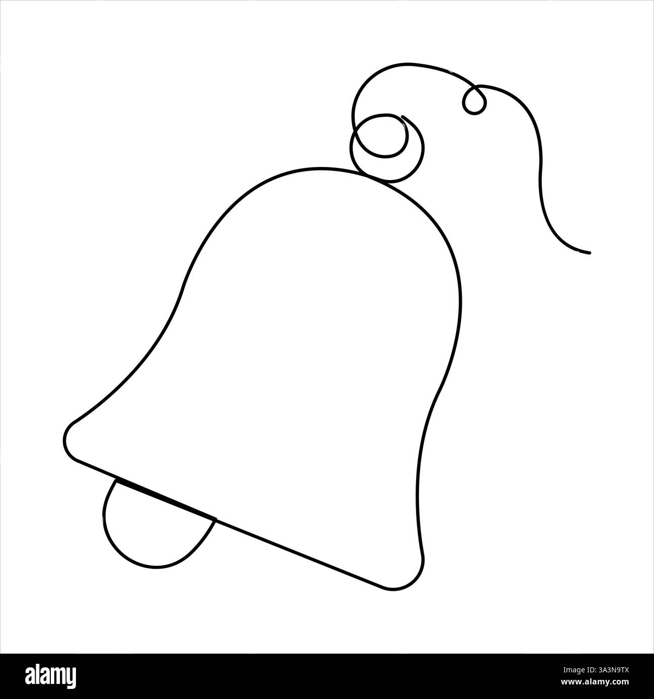 Bell continuous one line art drawing of vector. outline of Bell linear ...