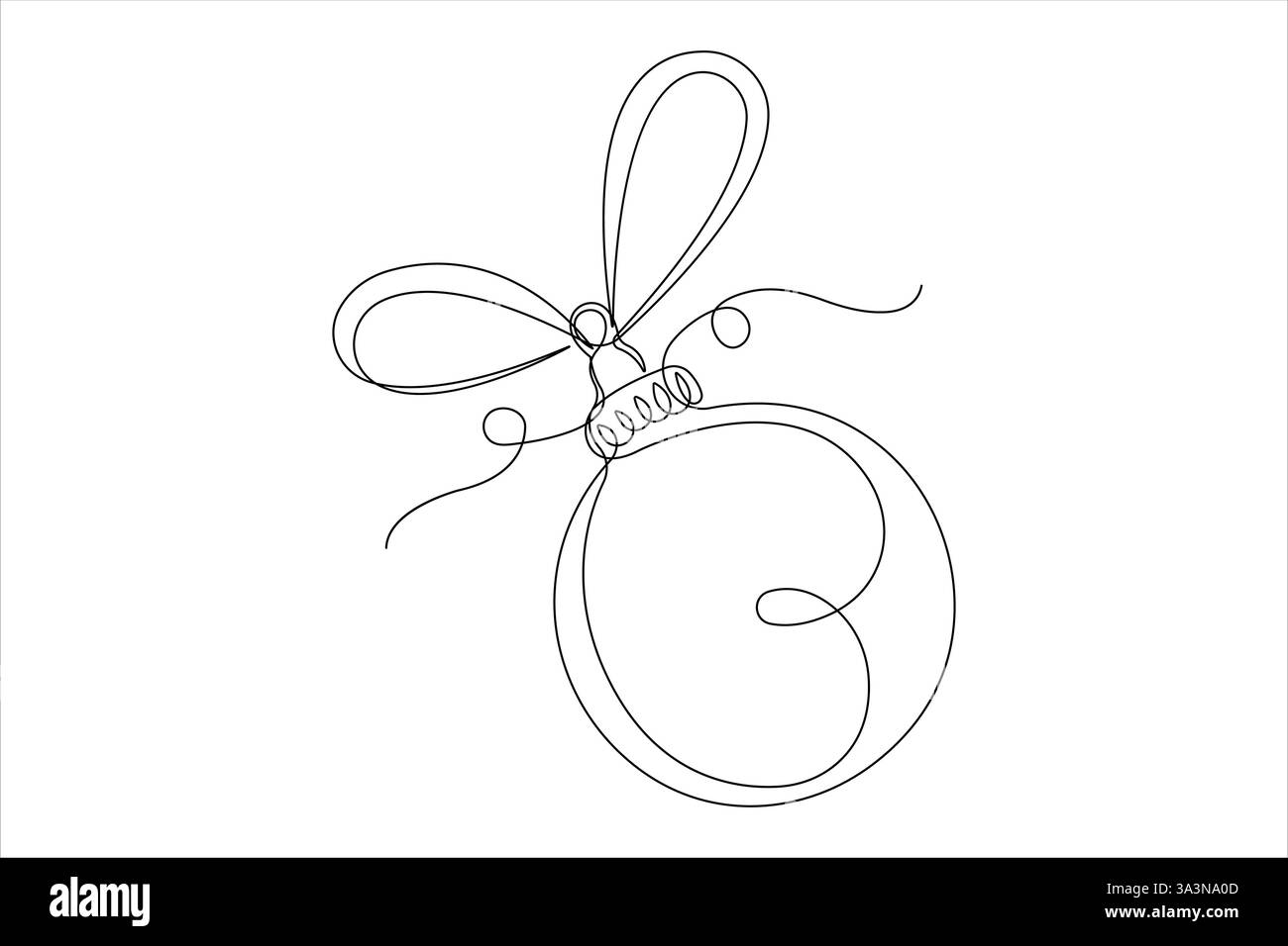 Continuous one line drawing icon of Christmas decoration ball bauble ...