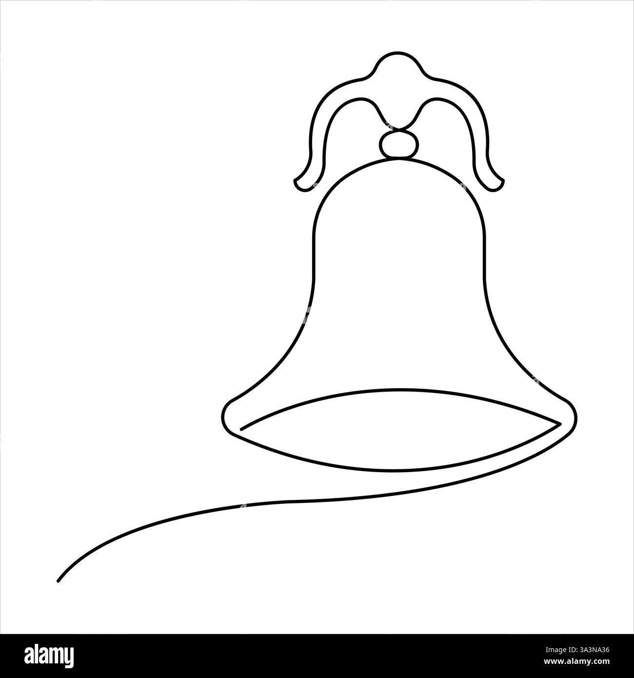 Bell continuous one line art drawing of vector. outline of Bell linear ...