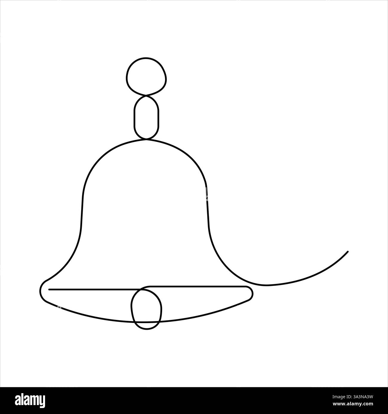 Bell continuous one line art drawing of vector. outline of Bell linear ...