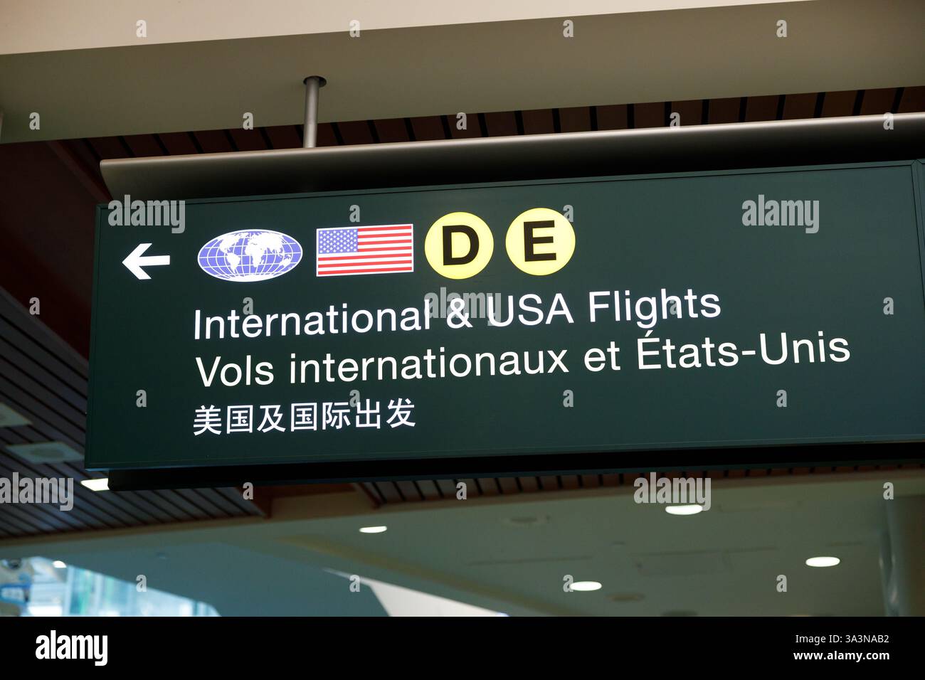 Vancouver, Canada - December 20,2022: Airport directional sign at Vancouver International ...