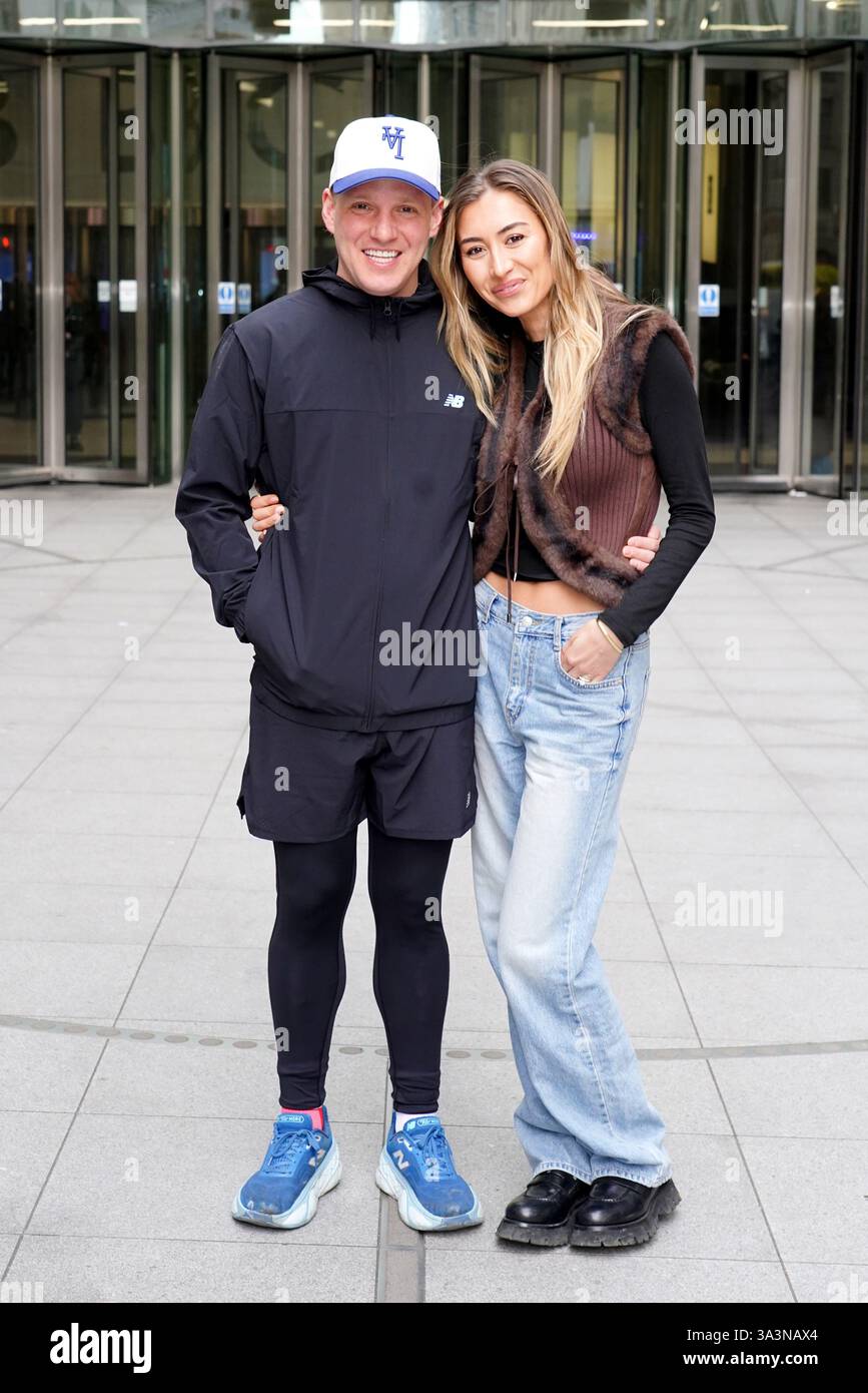 Radio 1 presenter Jamie Laing poses for a photo with his wife Sophie ...