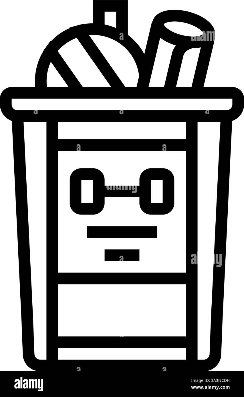 green recycle bin workout gear sustainable fitness line icon vector ...