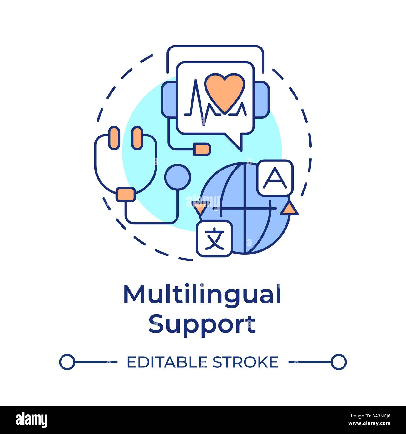 Multilingual support multi color concept icon Stock Vector Image & Art ...
