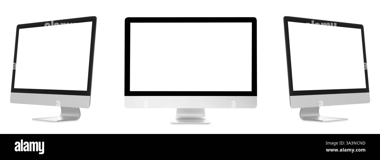 Computer monitor with blank screens isolated on white, collage Stock ...