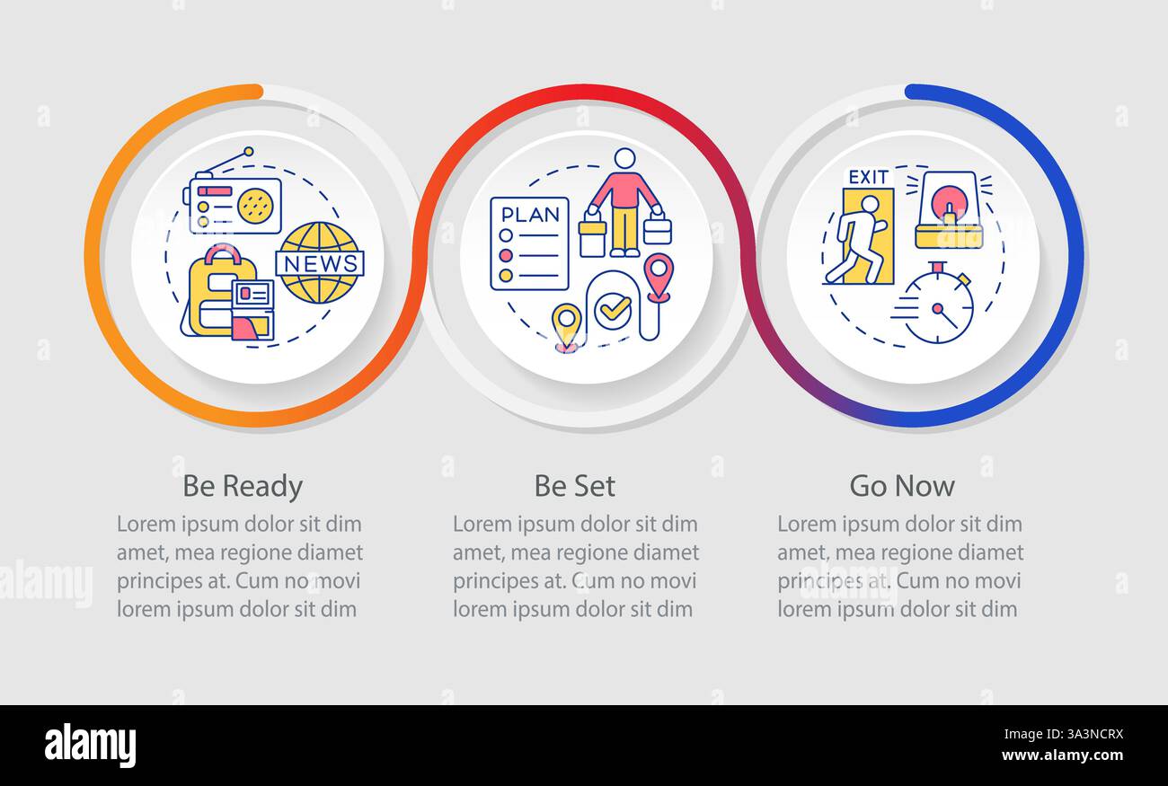 Evacuation levels infographics circles sequence Stock Vector Image & Art - Alamy