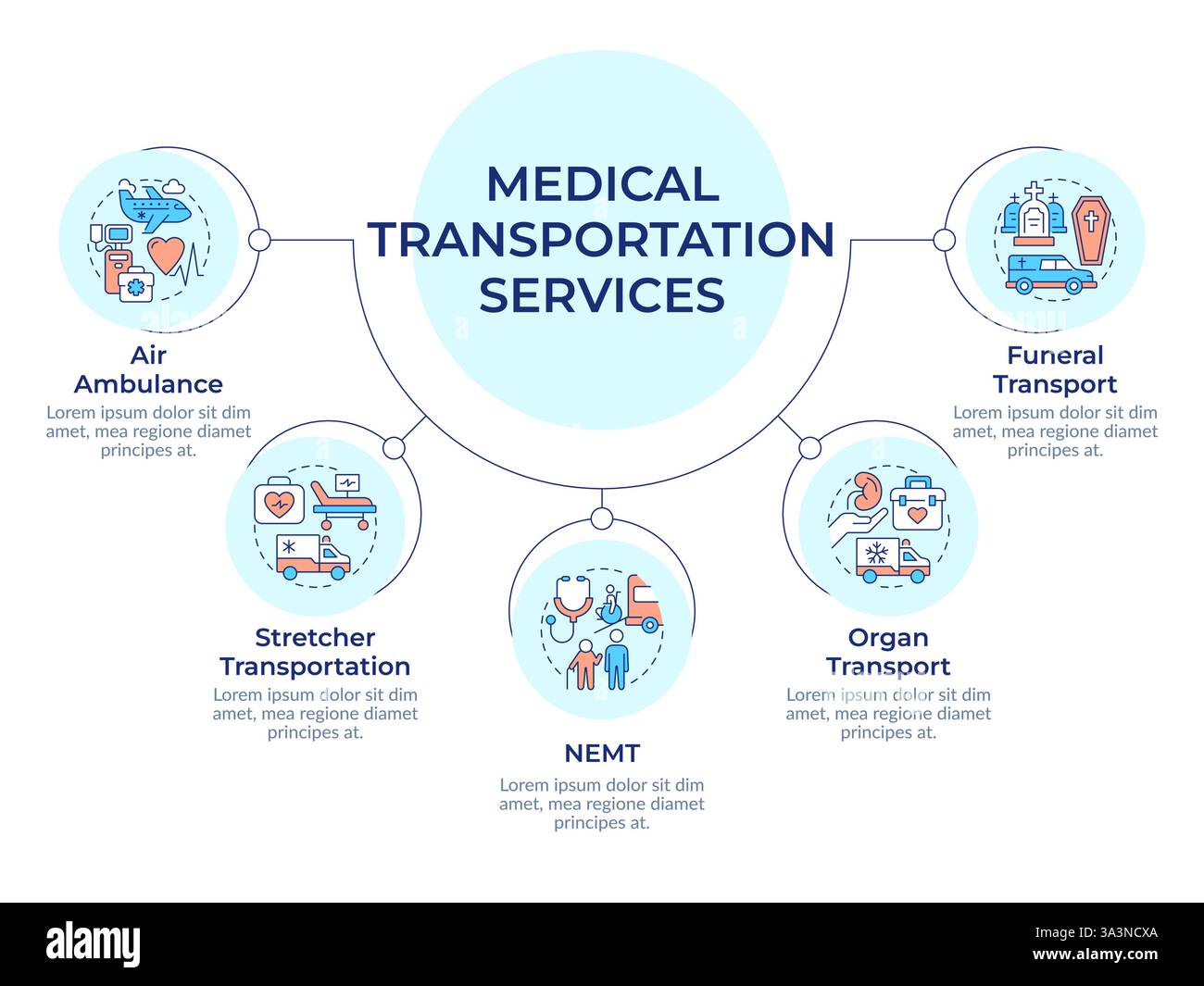 Medical transportation services circular diagram infographic Stock ...