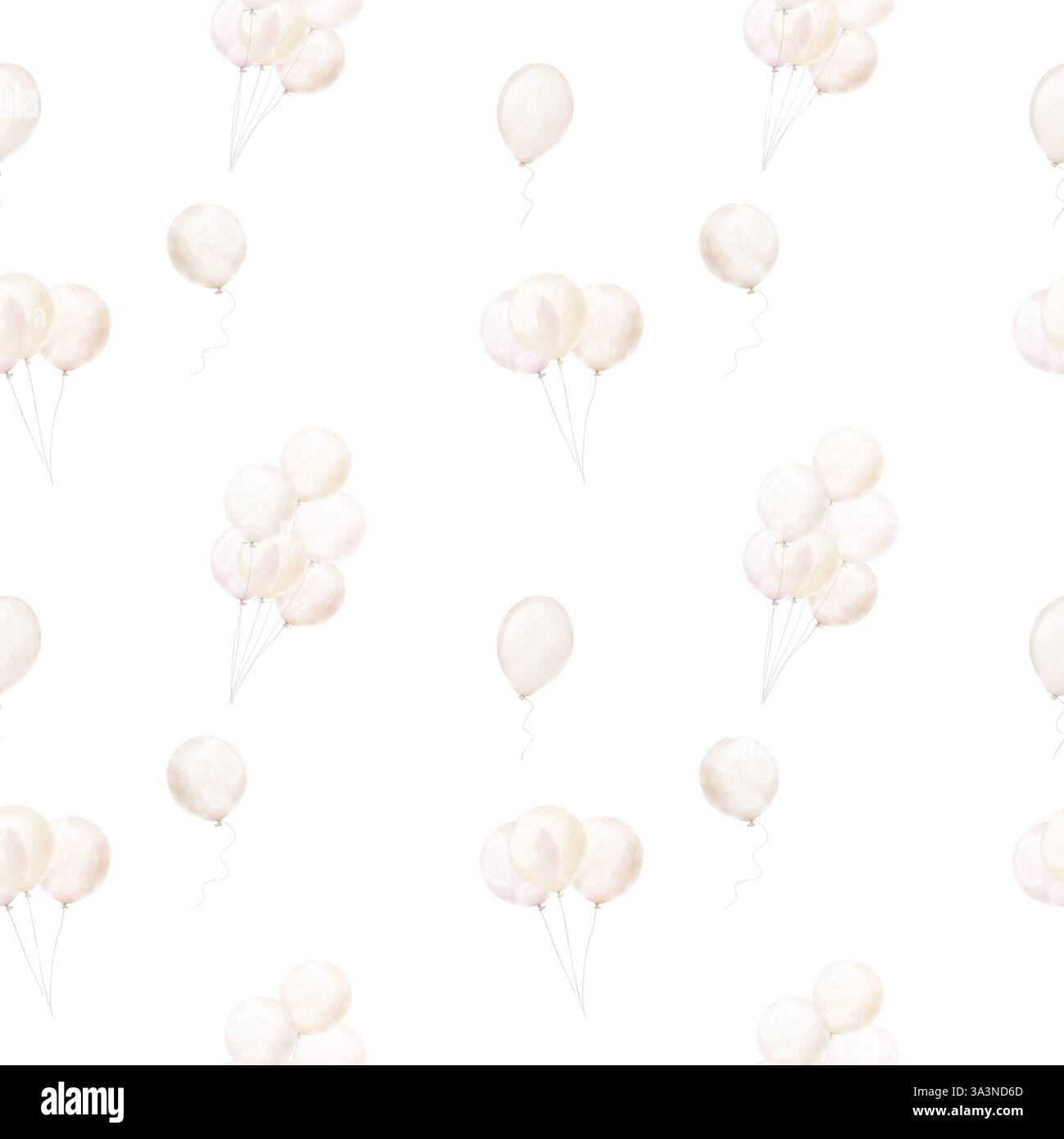 Light beige balloons round and oval. Watercolor digital illustration ...