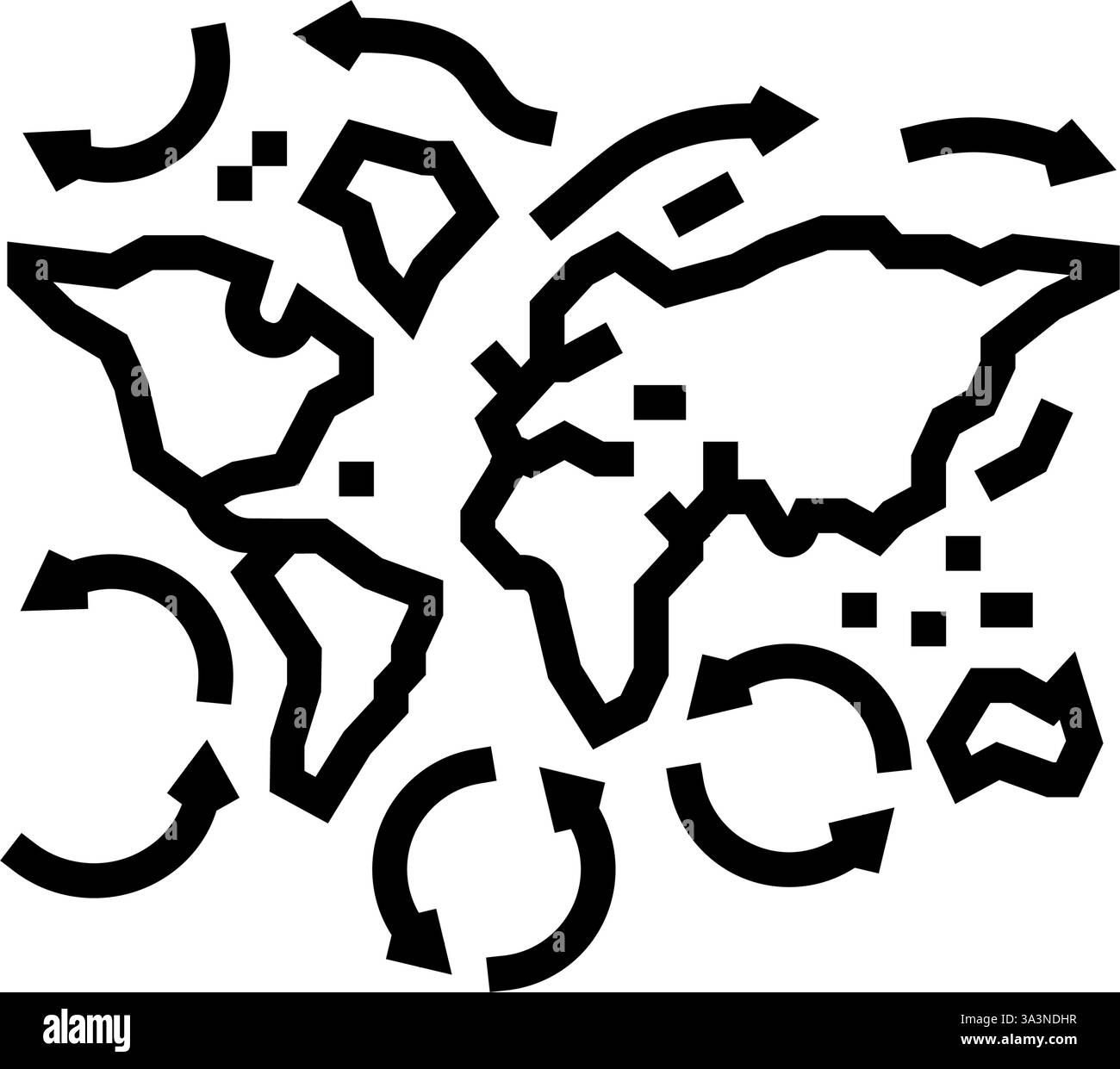 map ocean currents world ocean line icon vector illustration Stock ...