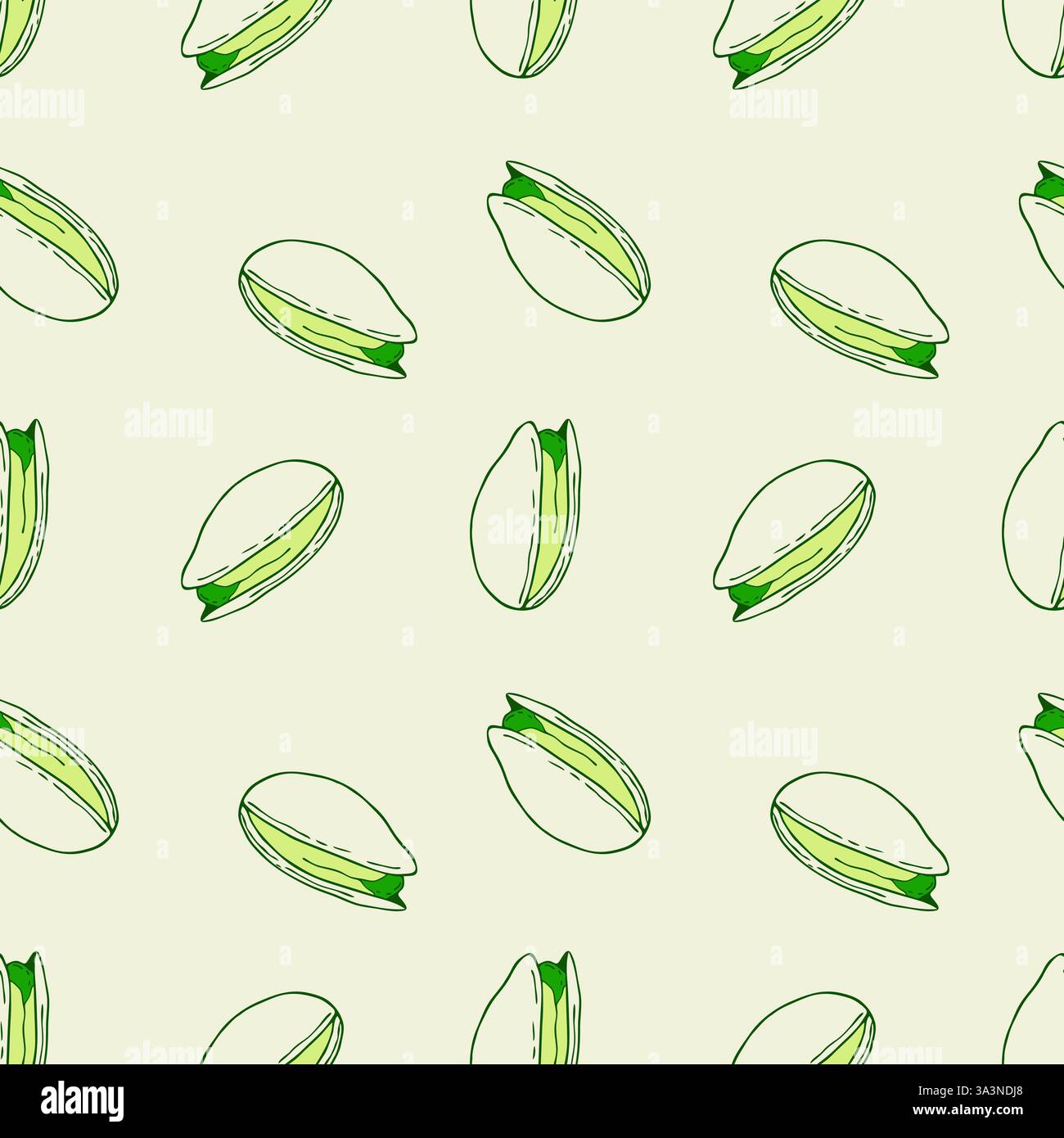 Pistachio nuts pattern, healthy food nuts and seeds. Outline graphics hand drawn nuts, doodle ...