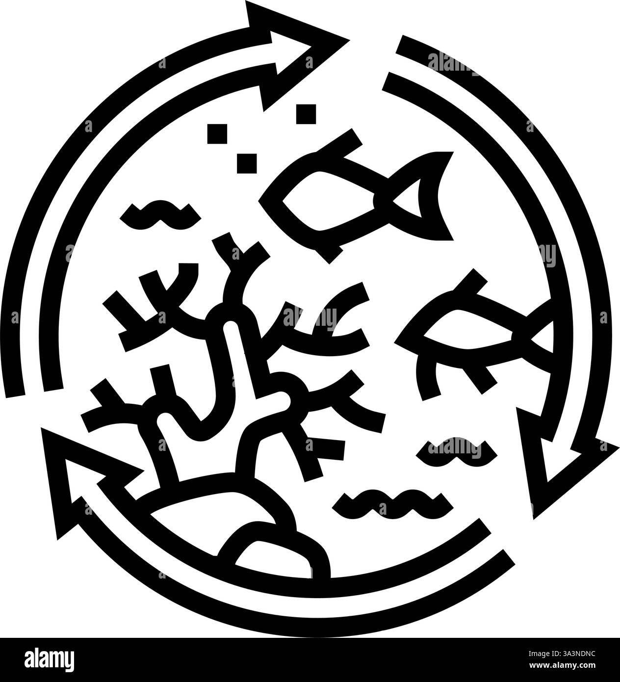 marine ecosystem world ocean line icon vector illustration Stock Vector ...