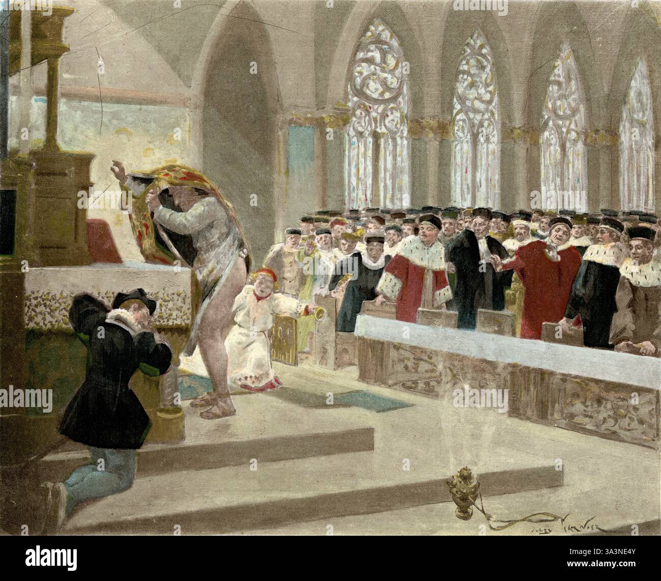 Scene from Francois Rabelais's Gargantua and Pantagruel, by Jules Garnier. Book 2. Chapter XVI ...