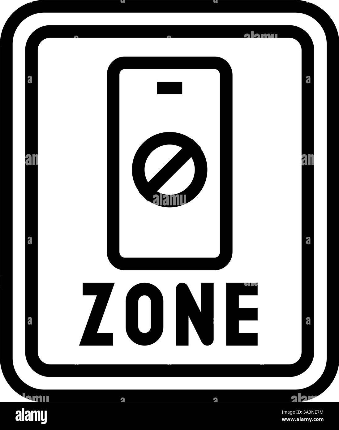 no phone zone sign mindful tech line icon vector illustration Stock ...