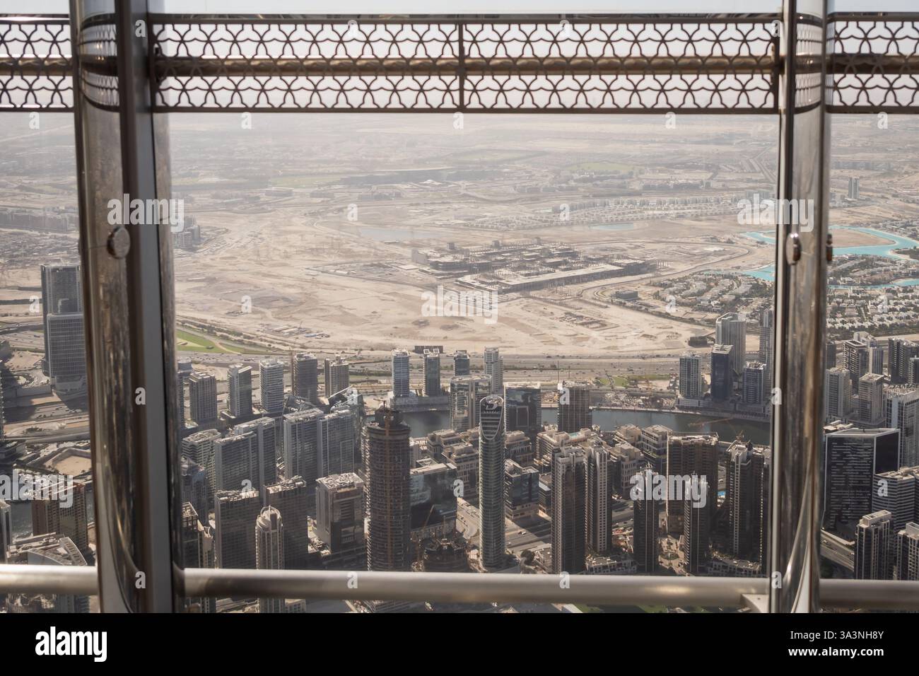 Dubai, UAE - March 8th 2025 - Aerial view of Dubai from the 148th floor ...