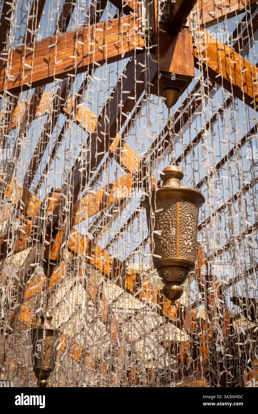 Traditional Arabic lamp at the foot of the Burj Khalifa tower in Dubai ...