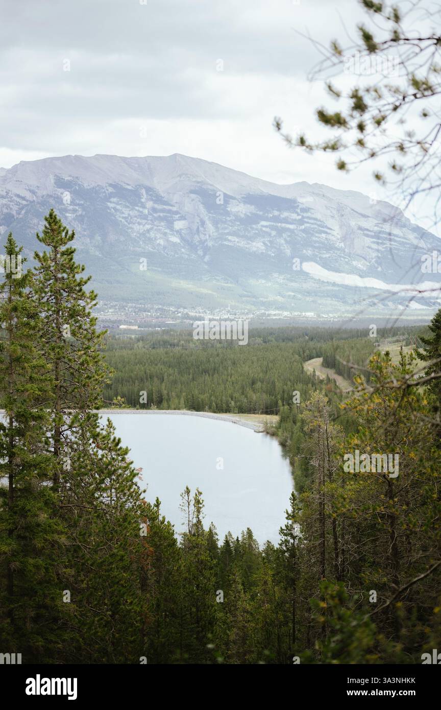 Scenic overlook from Grassi Lakes trailhead in Canmore, Alberta Stock ...