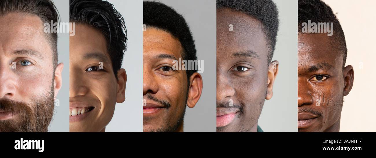 Close-up portrait collage representing diversity and inclusion with ...