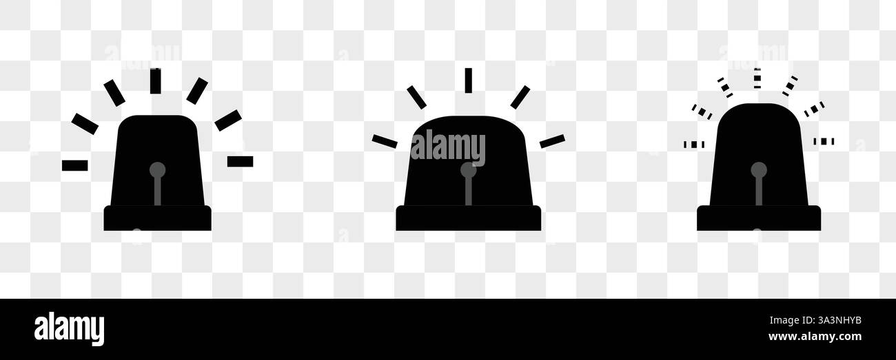 Emergency light, error and warning icon. Siren lamp signal vector Stock ...