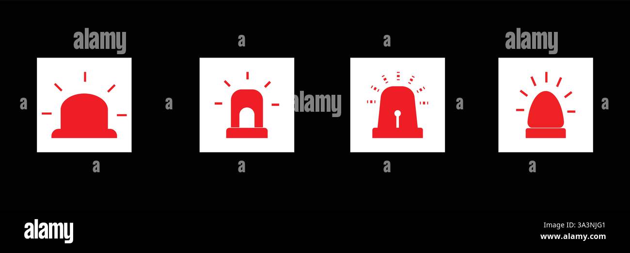 Siren Icon. Red Emergency Flash. Car Alarm Symbol Stock Vector Image ...