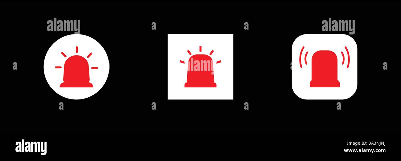 Siren Icon. Red Emergency Flash. Car Alarm Symbol Stock Vector Image ...