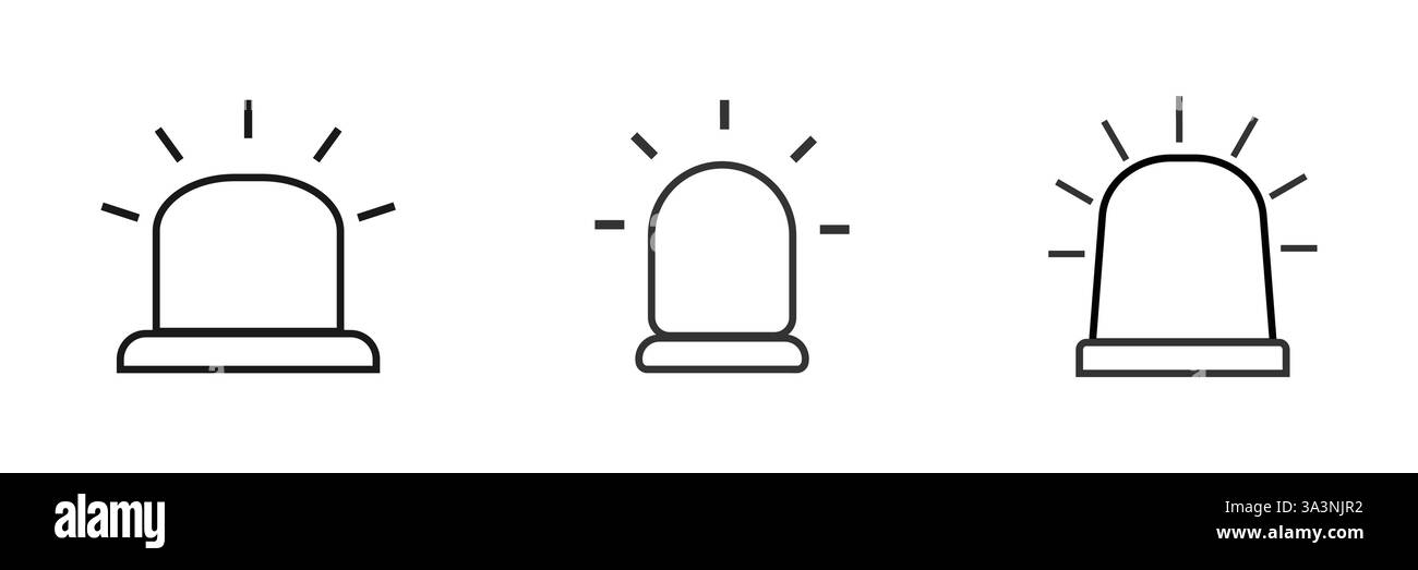 Emergency light, error and warning icon. Siren lamp signal vector Stock ...