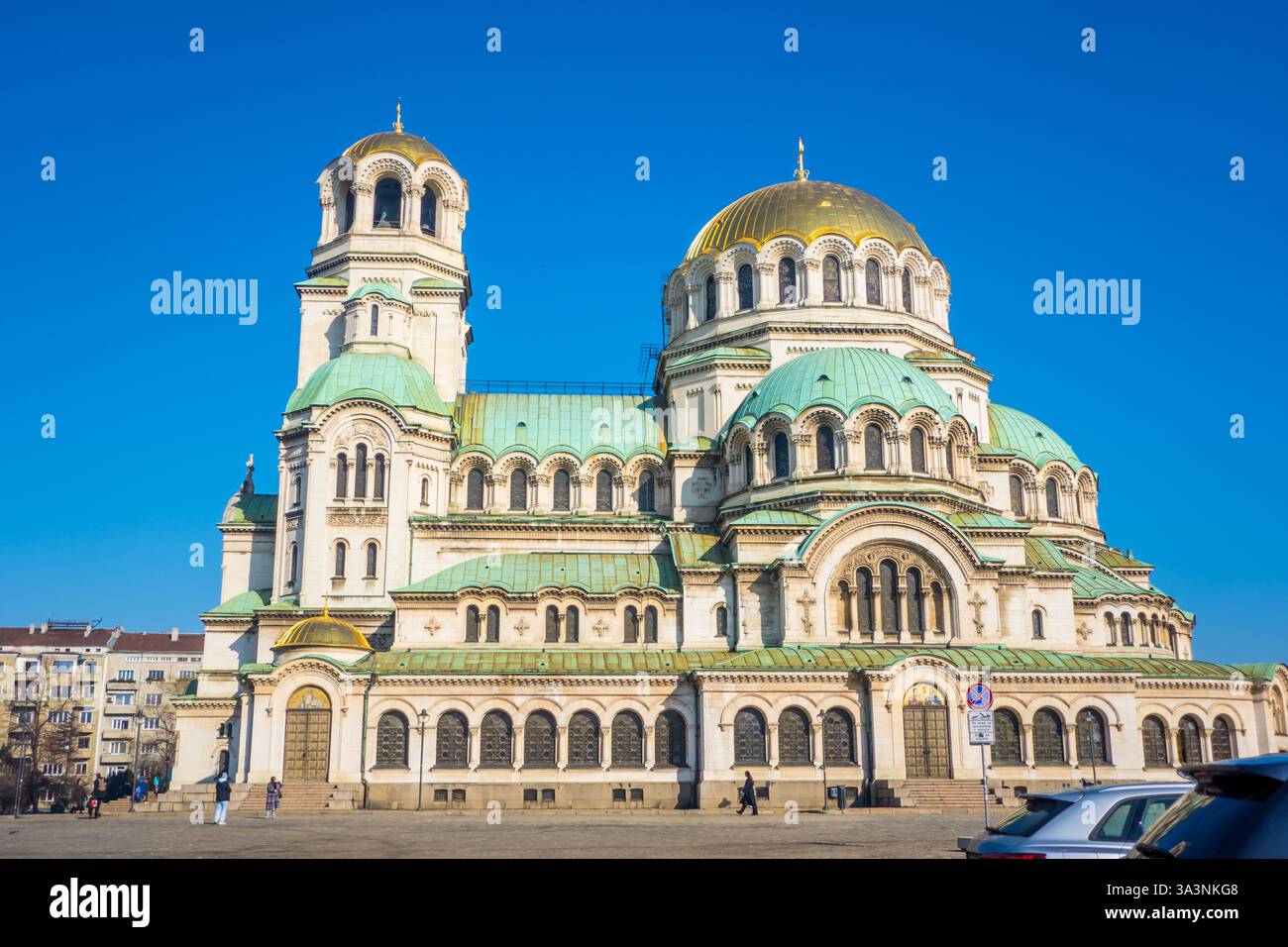 Street view of Saint Alexander Nevsky Cathedral in Sofia, Bulgaria ...