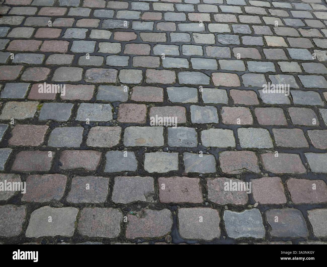 Natur Granit Pflastersteine auf der Strasse in Reihe Reihenpflaster ...