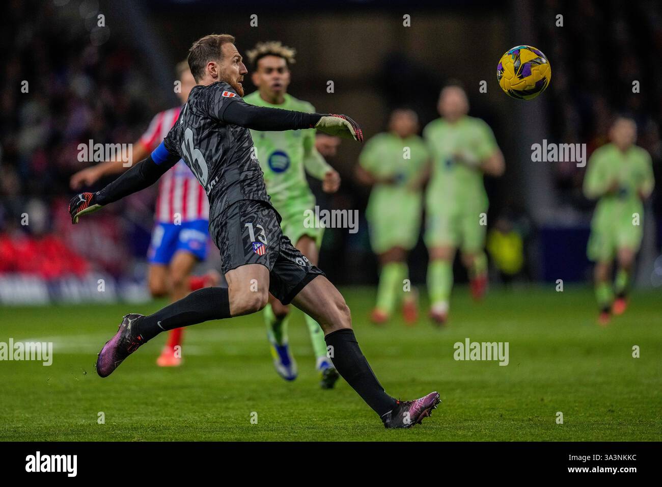 Atletico Madrid's goalkeeper Jan Oblak kicks the ball during La Liga ...